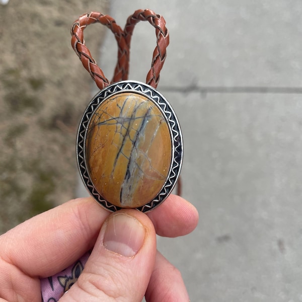 Engraved Tree Bolo Tie - Pine Forest Moon Gifts for Him - Bola Leather ...