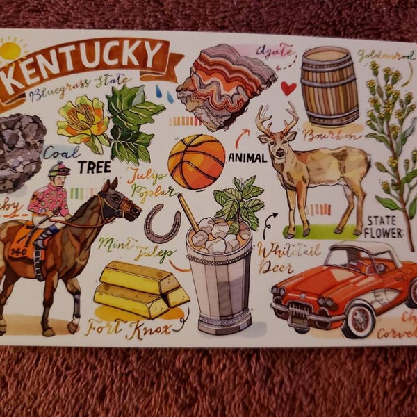 Kentucky State Postcard. - Etsy