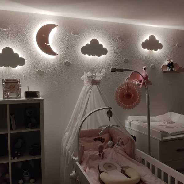 Set of 2 CLOUD LIGHTS (large) / Nursery Lighting - Baby Kids Room Night ...