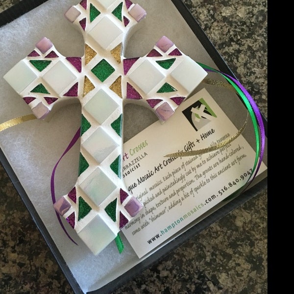 First Communion, Mosaic Wall Cross, Gray Blue, 9x6 Decorative Cross for ...