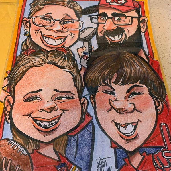 4 Faces Color Caricature Portrait - Etsy