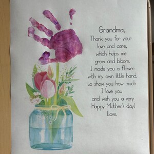 Hello Spring Flower Handprint Craft, Printable Handprint Art, Daycare ...