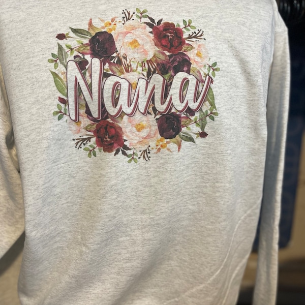 Nana Sublimation Designs Downloads, Grandma Sublimation Files Png, Floral Nana Png Instant ...
