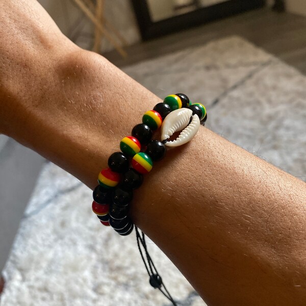 Adjustable, Jamaica Rasta Bead Bracelet, Handmade in West Africa for ...