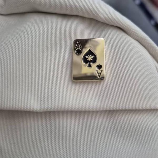 Ace of Spades Golden Playing Card Gold Soft Enamel Pin, Bee Deck Poker ...
