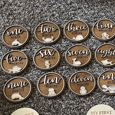 Baby Monthly Milestone Markers With Farm Animal Theme, Unique Wooden ...