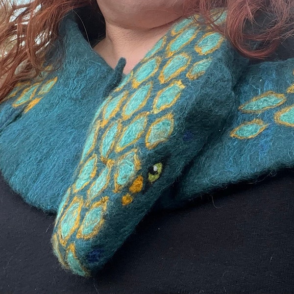 Felted Brown Rocky Spiked Dragon Scarf/ Wool Stole Shaped Like Winged ...