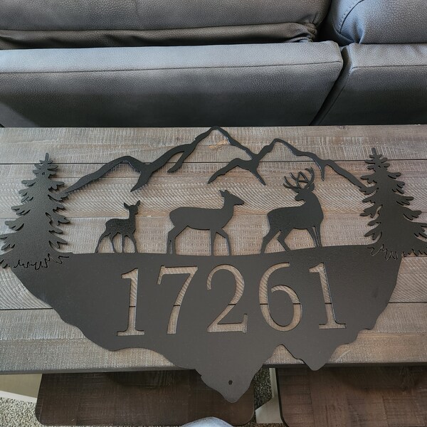 Mountain Address Sign | Mountain Last Name Sign | Metal House Numbers ...