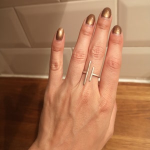 Parallel Bar Ring, Parallel Ring, Long Silver Bar Ring, Sterling Silver ...