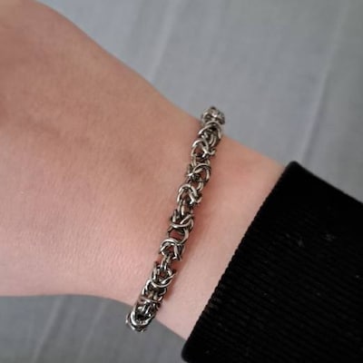 Barbed Wire Look Chainmail Bracelet With O Ring Stainless Steel Grunge ...