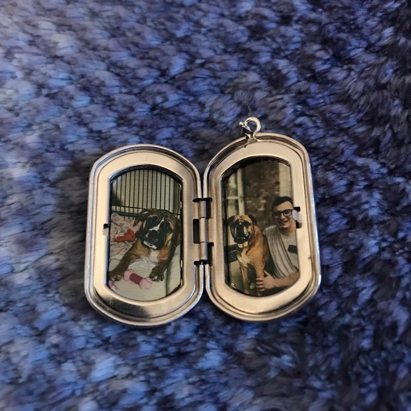 Mens Dog Tag Locket, Dog Tag Locket Necklace, Silver Dog Tag Photo ...