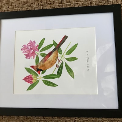 North Carolina State Bird Art Print North Carolina Cardinal and Dogwood ...