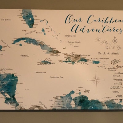 Custom Caribbean Map, Incl Optional Personalized Title and Legend ...