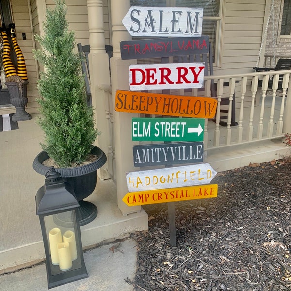 Halloween Directional Sign Halloween Porch Sign Cedar Wood Lawn ...