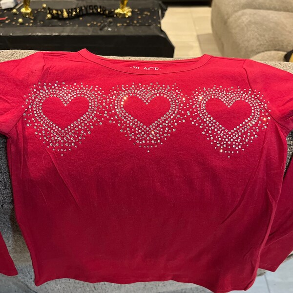 Set of 4 Hearts Clear Rhinestone Iron on Hotfix Transfer Valentine Love ...