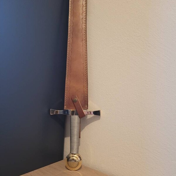 Handmade Forged Damascus Steel Short Sword With Leather Cover, Medieval ...