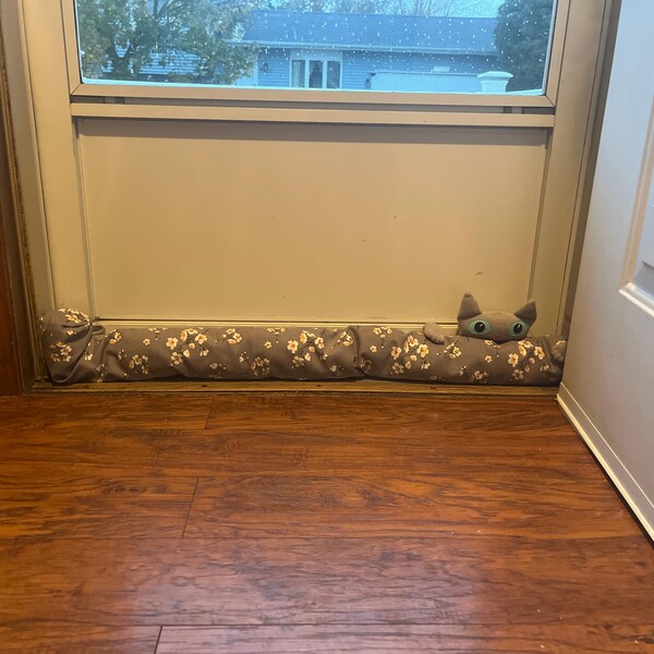 Window Stopper Light Gray Melange With a Cat Face Energysaving Draft ...