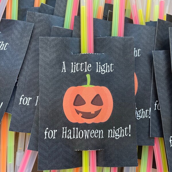 Printable A Little Light for Halloween Night! Glow Stick Gift Tags for ...