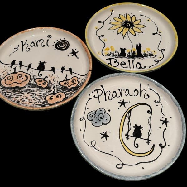 Ceramic Pottery Custom Cat Dish Shallow Saucer Bowl Personalized 11 ...