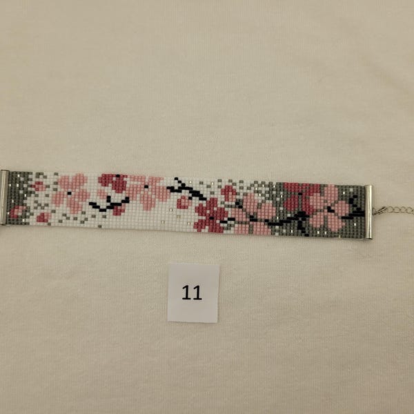Sakura Peyote Bead Pattern for Bracelet, Odd Count Floral Bracelet, PDF ...