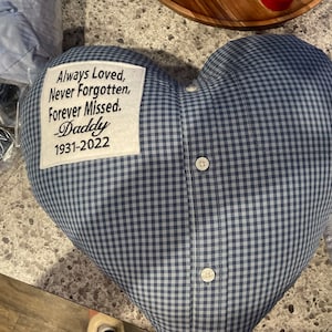 Heart MEMORY Pillow, Memory Cushion, Loss of Father, Loss of Husband ...