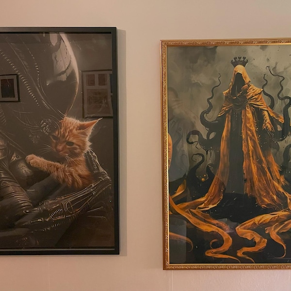 Xenomorph Alien X Jonesy Cat Art Print - Cute Horror Poster, Perfect ...