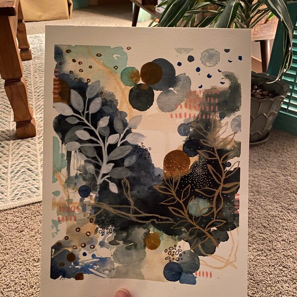 Water Rushes Out | 8x8 Inch Watercolor Mixed Media Painting | Original ...