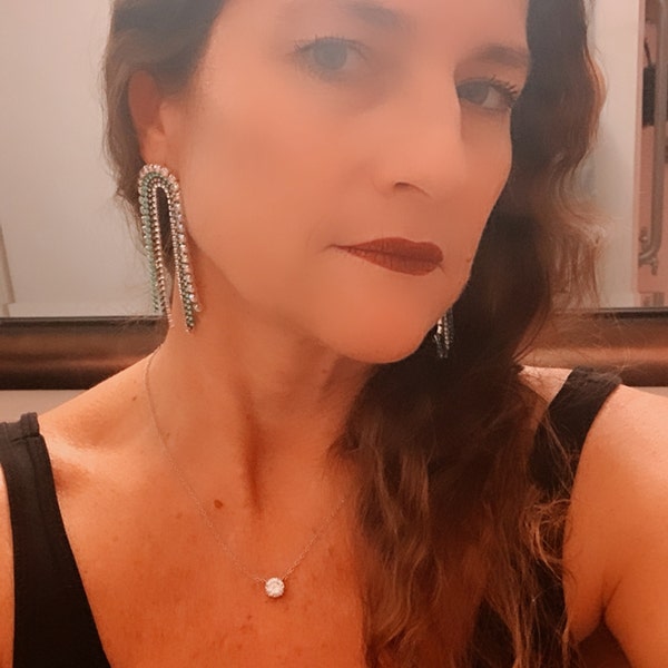 Silver and Black Rhinestone Fringe Statement Earrings - Etsy