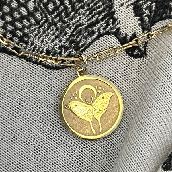 Real 14k Solid Gold Moth Necklace, Personalized Moth Pendant, Dainty ...
