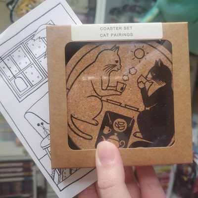 Cat Pairings Coaster Set - Etsy