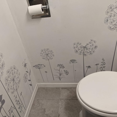 Black Dandelion Wall Stickers Flower Wall Decals Removable Flying Large ...