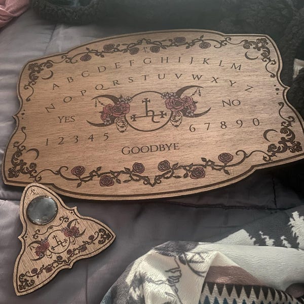 Divination Board With Moth, Flowers and Lilith the Black Moon Symbol ...