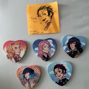 Demon Anime Heart Shaped Buttons - Etsy