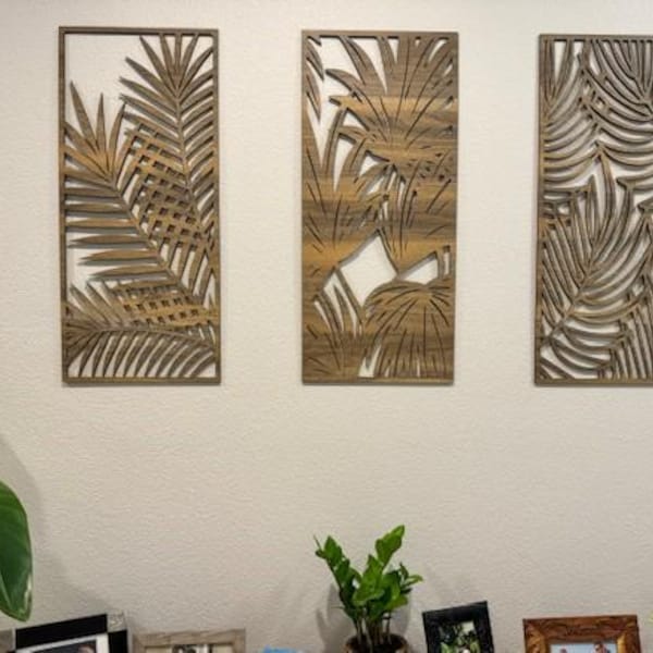 Large Geometric Wood Wall Art Set, 3 Piece Modern Wood Wall Decor Over ...