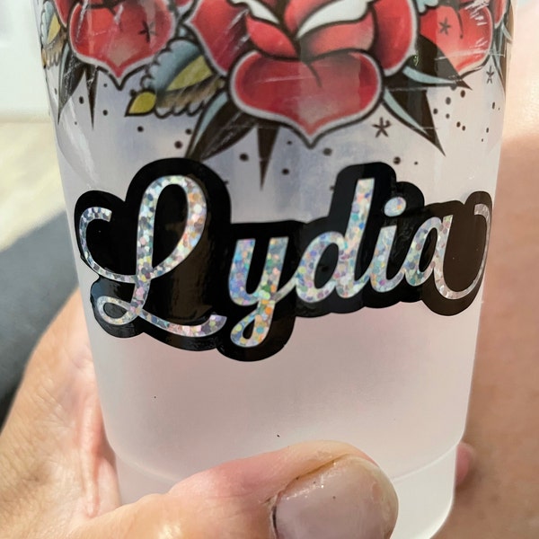 Two Tone Name Sticker - Custom Double Layer Pattern Decal - Two Color ...