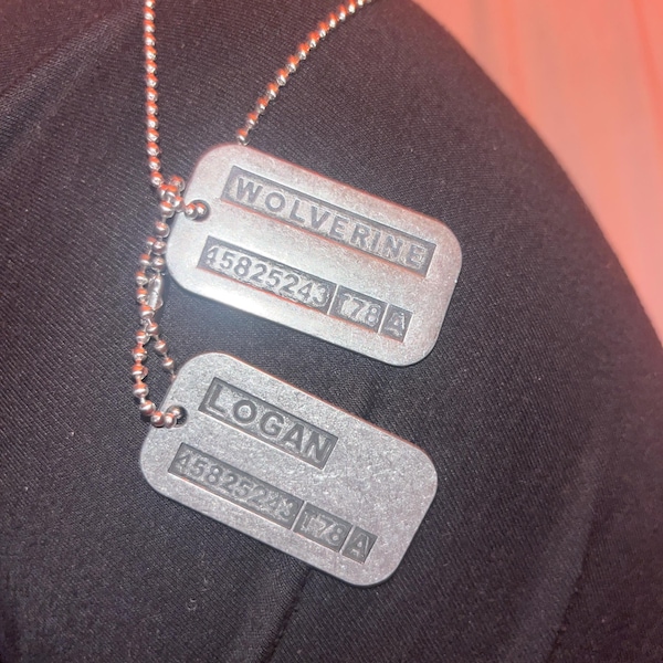 WOLVERINE LOGAN Brushed Steel Double Dog Tags Pendant Necklace - Ball ...