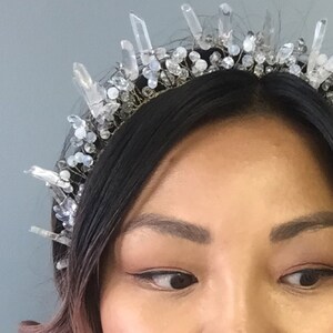 Clear Light Gray Raw Quartz Wedding Crystal Crown Bridal Tiara - Etsy