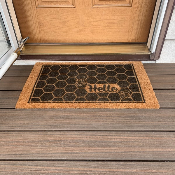 Honey Bee Welcome Mat | Hello Summer | Coir Honeybee Doormat | Welcome ...