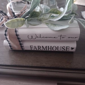 Welcome to Our Farmhouse Bookstack Decor // Farmhouse Book Stack Decor ...