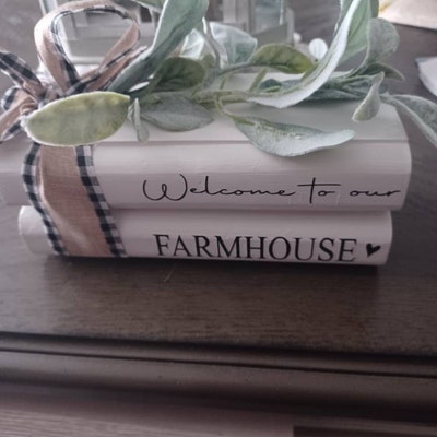 Welcome to Our Farmhouse Bookstack Decor // Farmhouse Book Stack Decor ...
