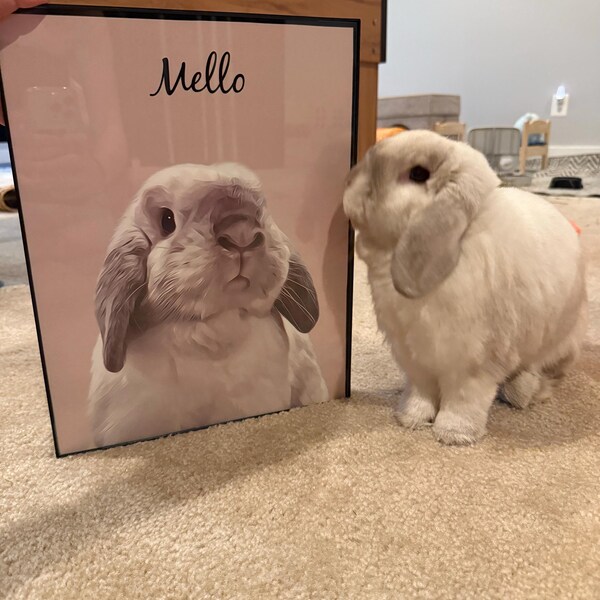 Custom Rabbit Portrait From Photo Rabbit Painting Pet Rabbit Lover Gift ...