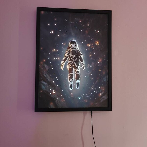 Astronaut LED LIGHT Canvas Light up Luminous Wall Art Galaxy Outer ...