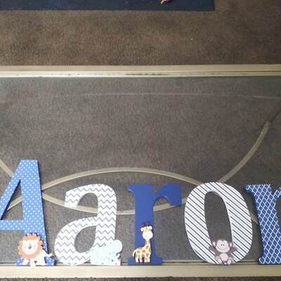 Wood Nursery Letters Jungle Animals Themed Nursery Decor-price per ...