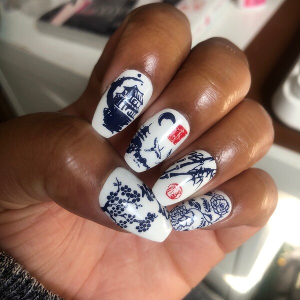 Chinese Porcelain Nails, Fake Nails, Press on Nails. Chinese Tea Pot ...