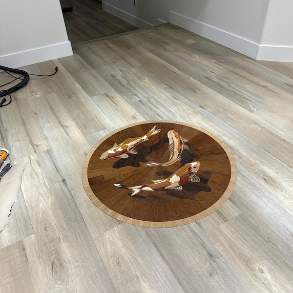 Wooden Floor Inlay Wood Floor Medallion Hardwoods Atwoodgoods Handmade ...