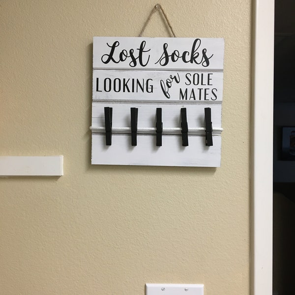 Single Socks Looking for Sole Mates Laundry Decor / Sock Hanger / Sock ...