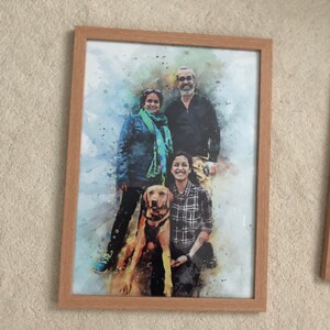 Personalised Digital Art Print Custom Portrait 'watercolour' Style Wall ...