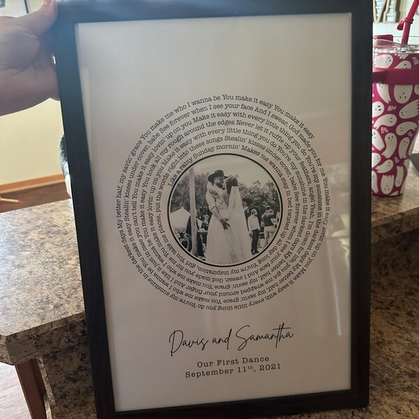 Custom Wedding Song Poster With Photo Framed Canvas Print, Personalized ...