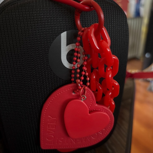 Heart Bag Charm Keychain Keyring Car Key Charm Red - Etsy