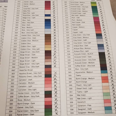 Printable DMC Thread Color Chart Tracker Inventory Sheet - Etsy
